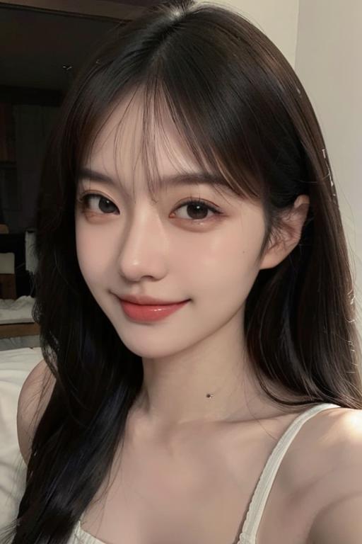 A close up of a woman with long hair wearing a white top - SeaArt AI