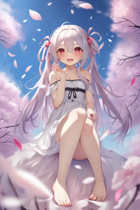 1girl, ahoge, bangs, bare legs, bare shoulders - SeaArt AI