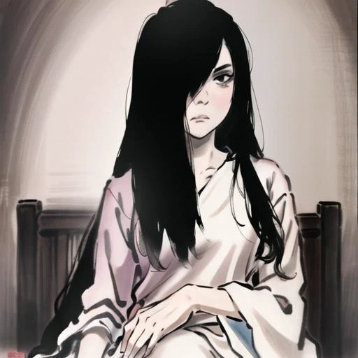 masterpiece, best quality, 1girl, beautiful lighting, Sadako Yamamura ...