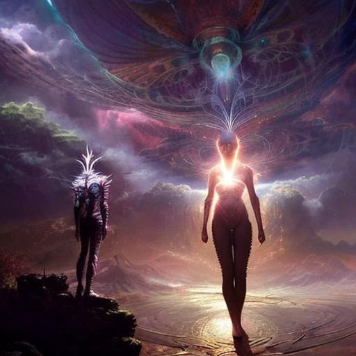 Kavellion style, Beautiful alien machine goddess of the rainstorms in ...