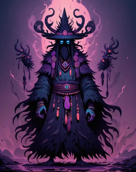 A cartoon illustration of a demon with a hat and a long robe - SeaArt AI