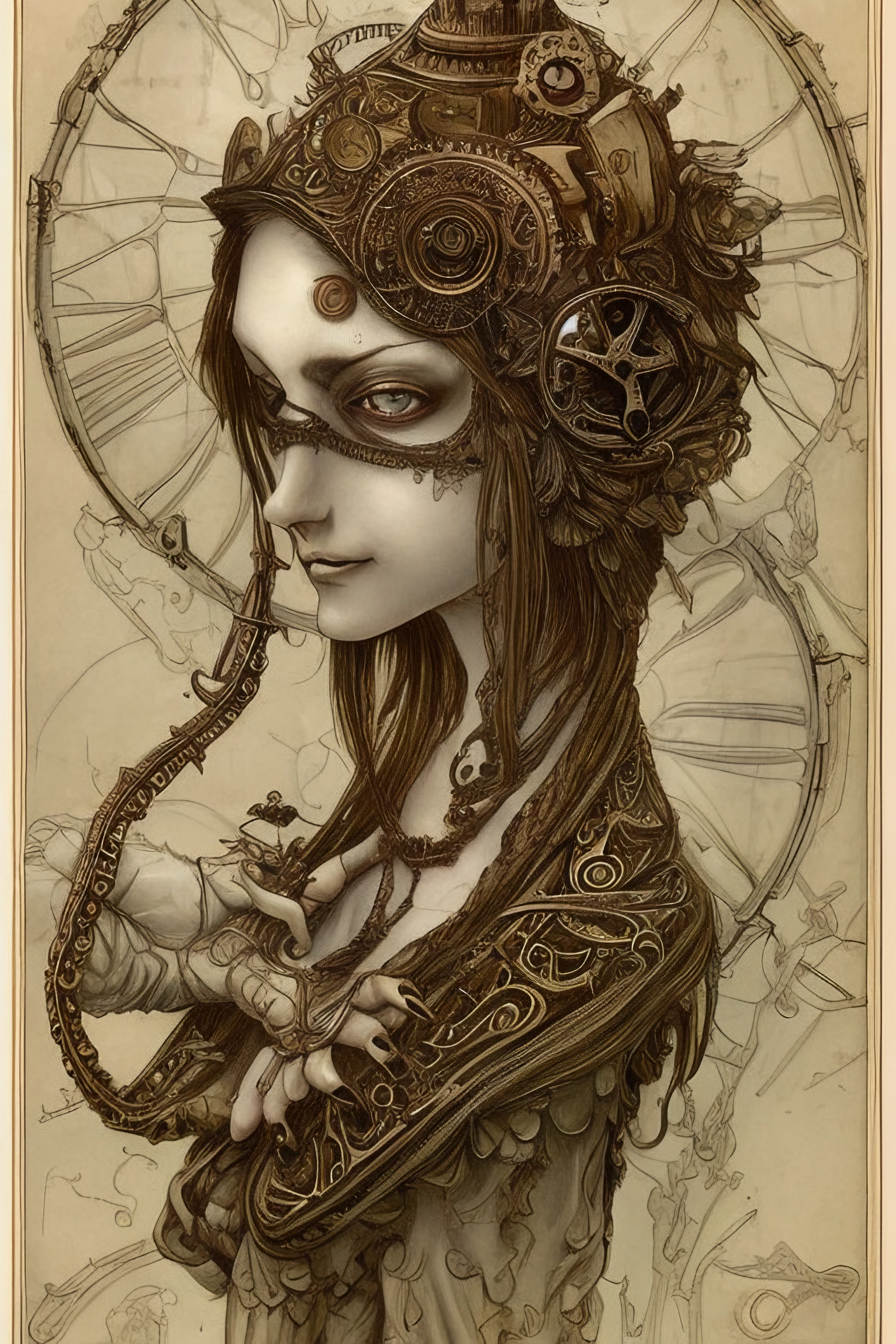 nghtmre clockwork woman, insane detail, beautiful face, close-up of ...