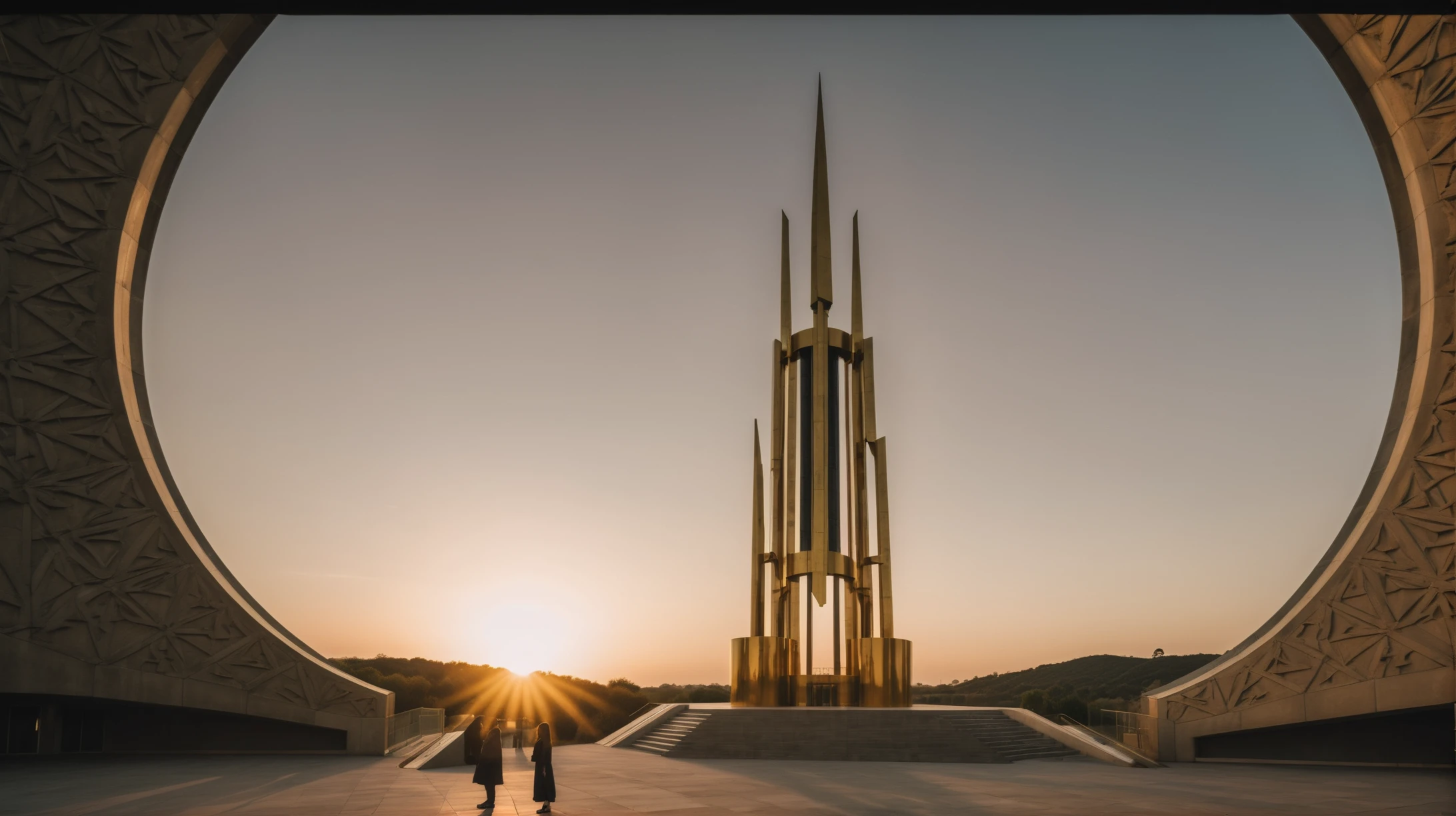 Arafed view of a large clock tower with a person walking in front of it - SeaArt AI