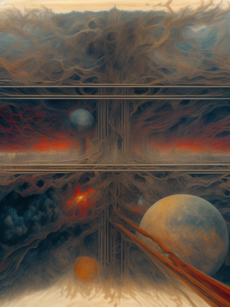 Painting of a painting of a space station with a planet in the background - SeaArt AI