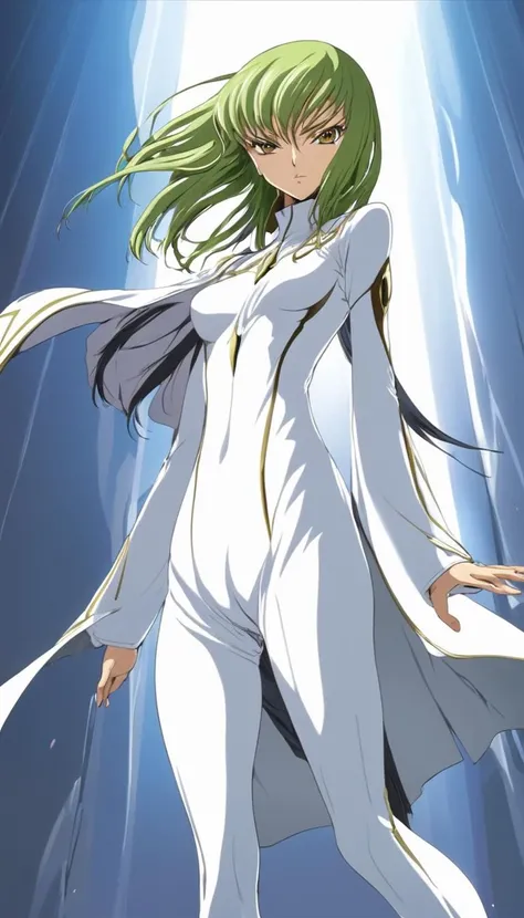 A woman in white dress standing in front of a blue sky - SeaArt AI