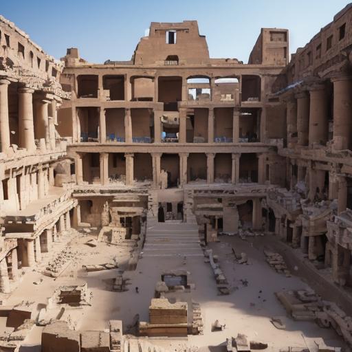 A view of a large building with a lot of columns and a clock tower - SeaArt AI