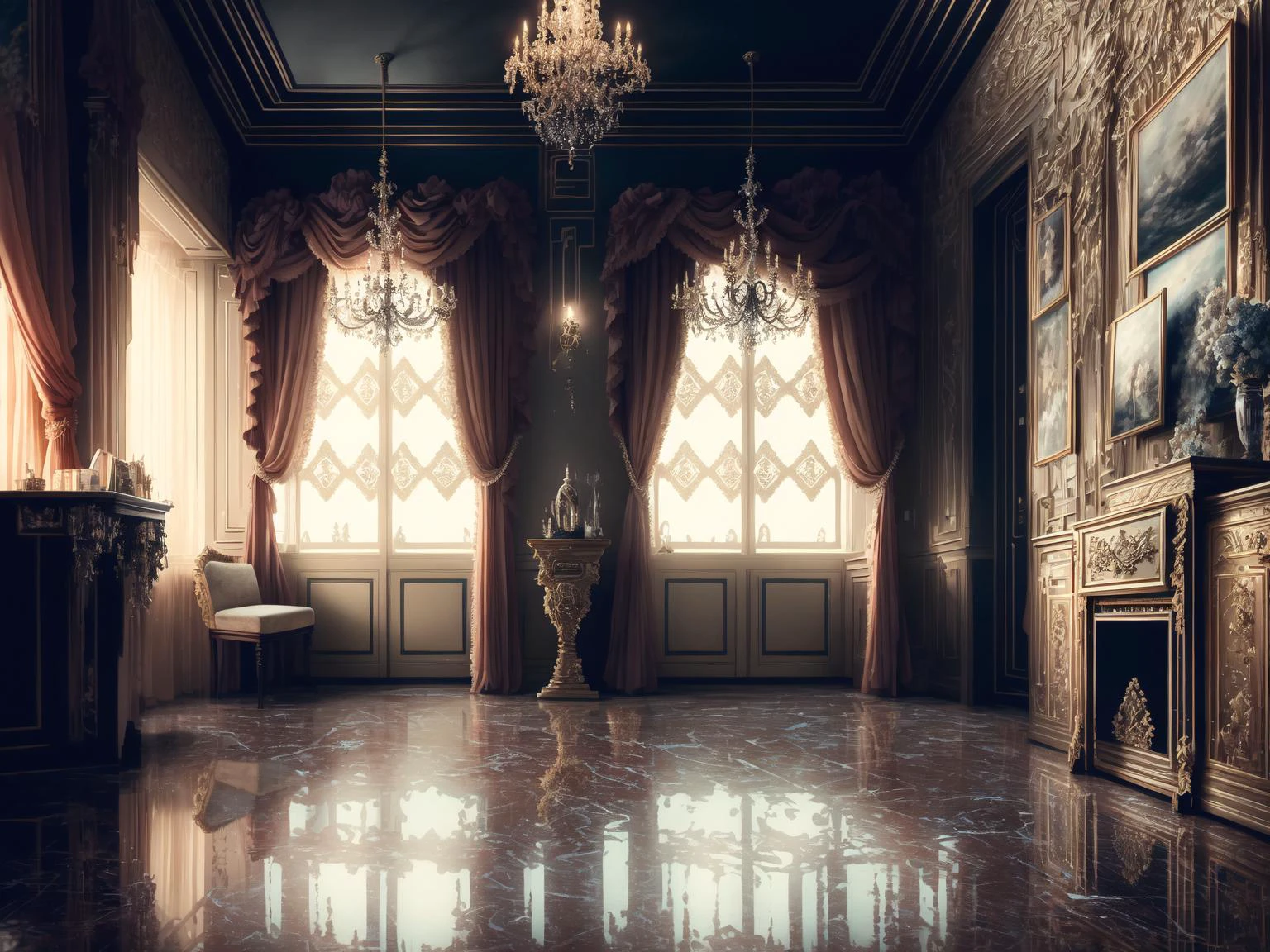((best quality)), ((masterpiece)), ((realistic)), fancy hotel room ...