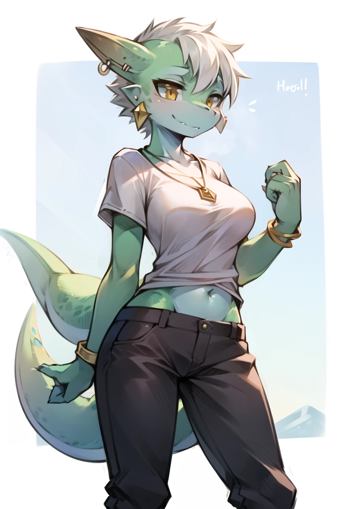(kobold_girl, monster_girl:1.2), (anthro_female_kobold:1.2), hazel eyes ...