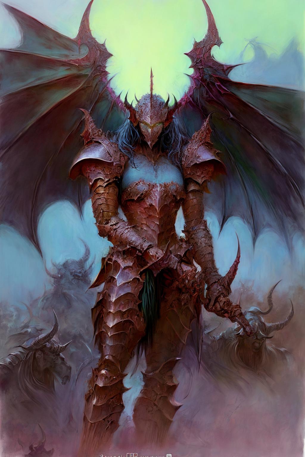 1 Caucasian female dark armor demon (Gerald Brom) muted color ...