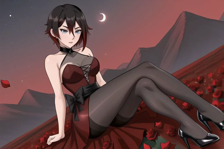 solo, (ddirose), ruby rose, short hair, shyness - SeaArt AI
