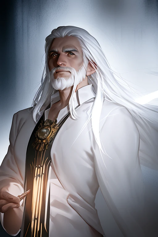 Arafed image of a man with a white beard and a white robe - SeaArt AI
