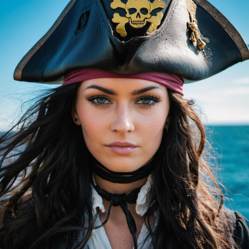 A close up of a woman wearing a pirate hat on a boat - SeaArt AI