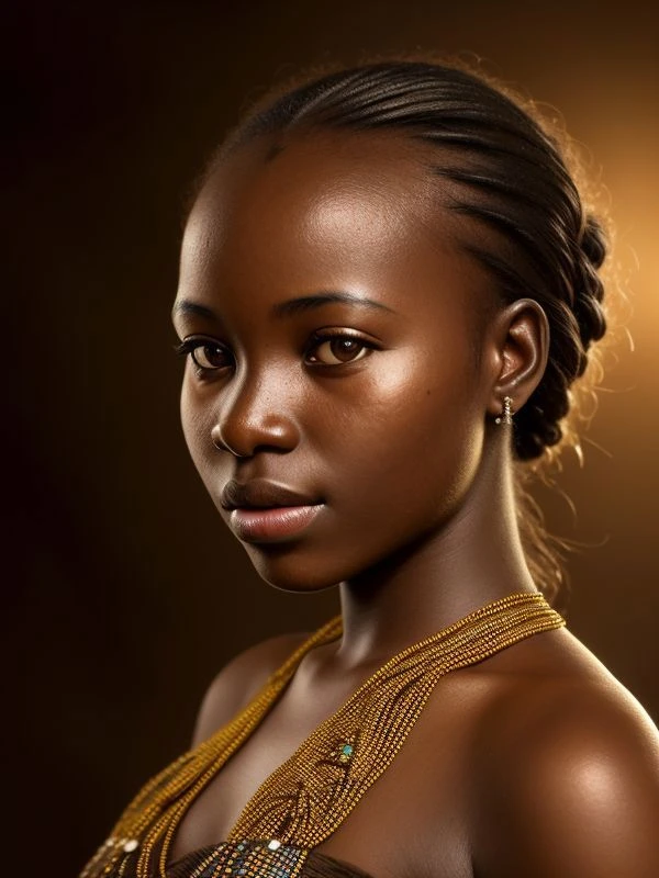 award winning portrait photo of an young ugandan woman, bokeh, backlit ...