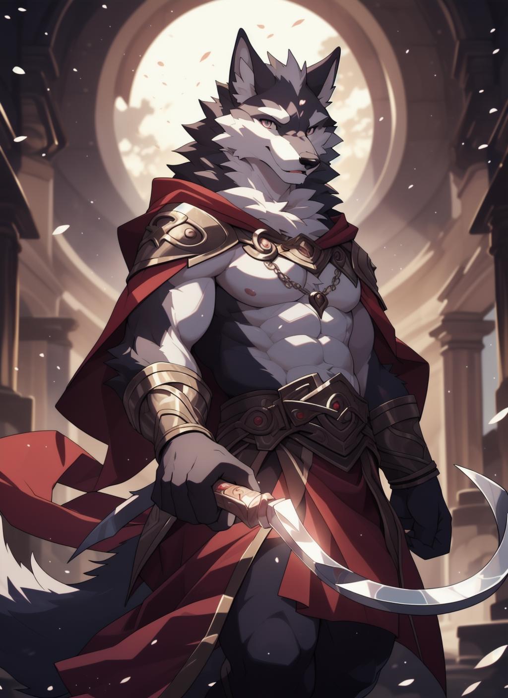 Masterpieces,official art,furry,male,Anthropomorphic white wolf ...