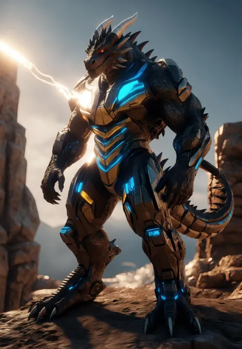 An advanced bionic mech, cybrog, anthro, (dragon), cyborg - SeaArt AI