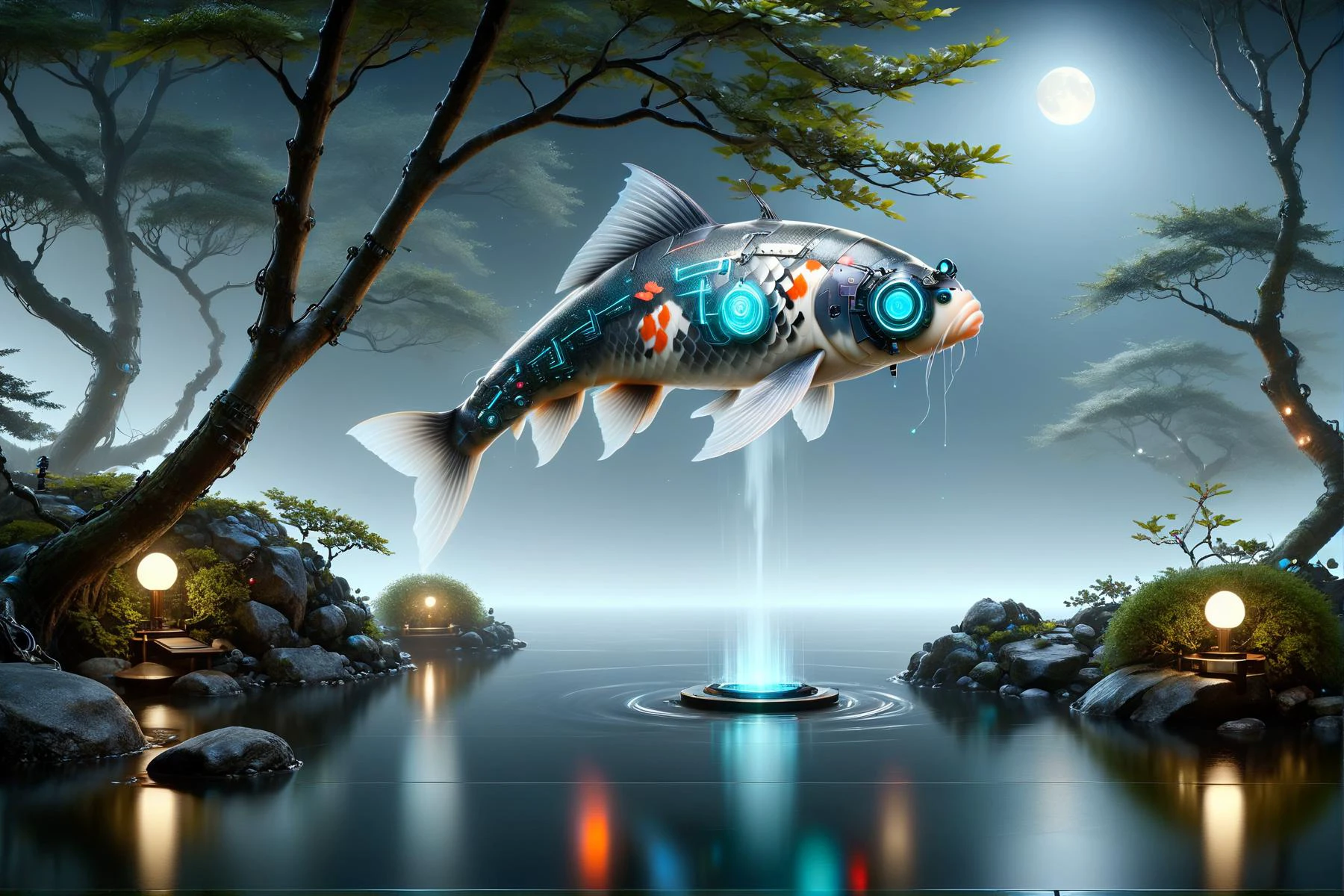 There is a fish that is floating in the water - SeaArt AI