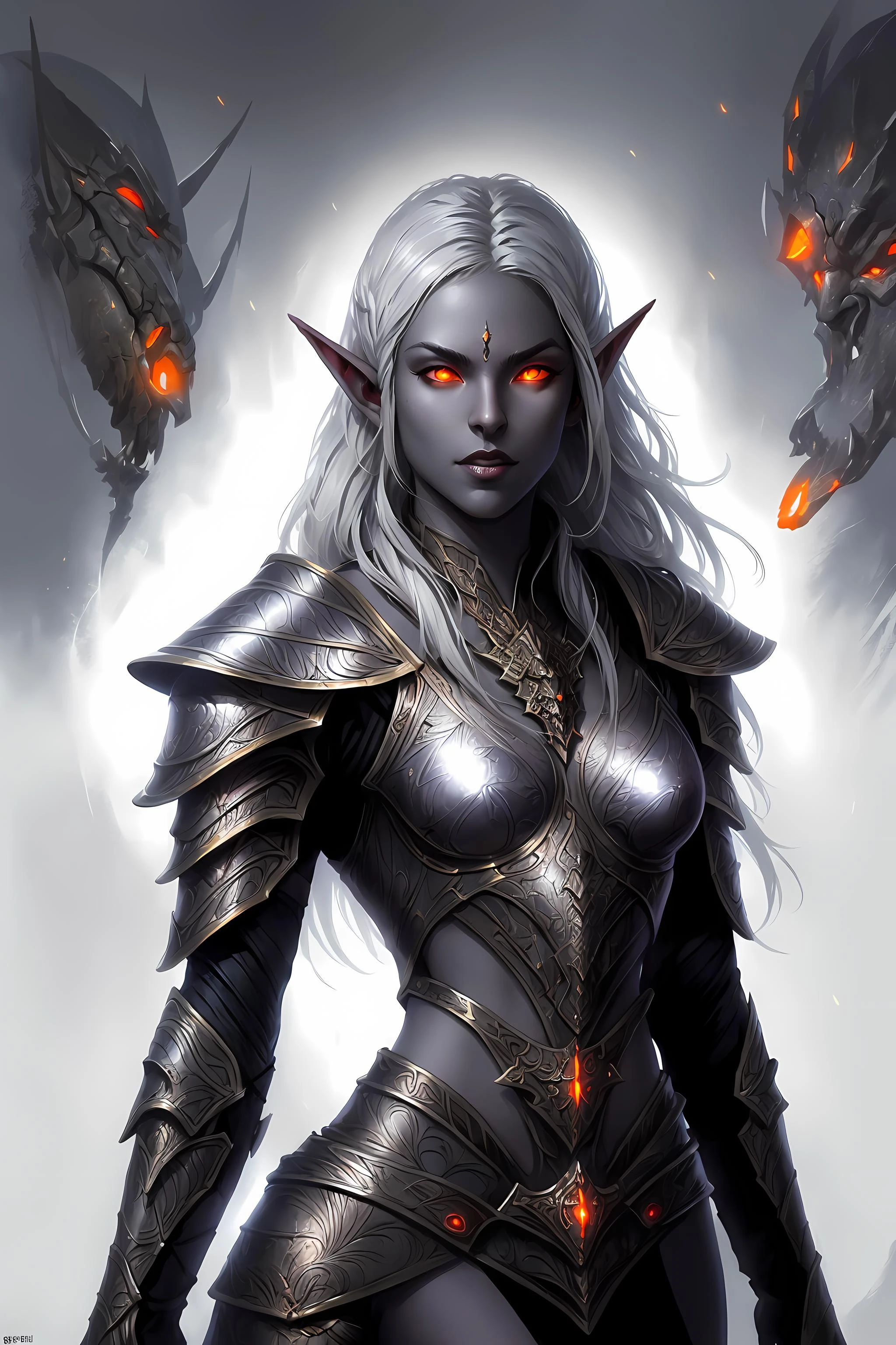 masterpiece, best quality, drow, dark elf, colored skin - SeaArt AI