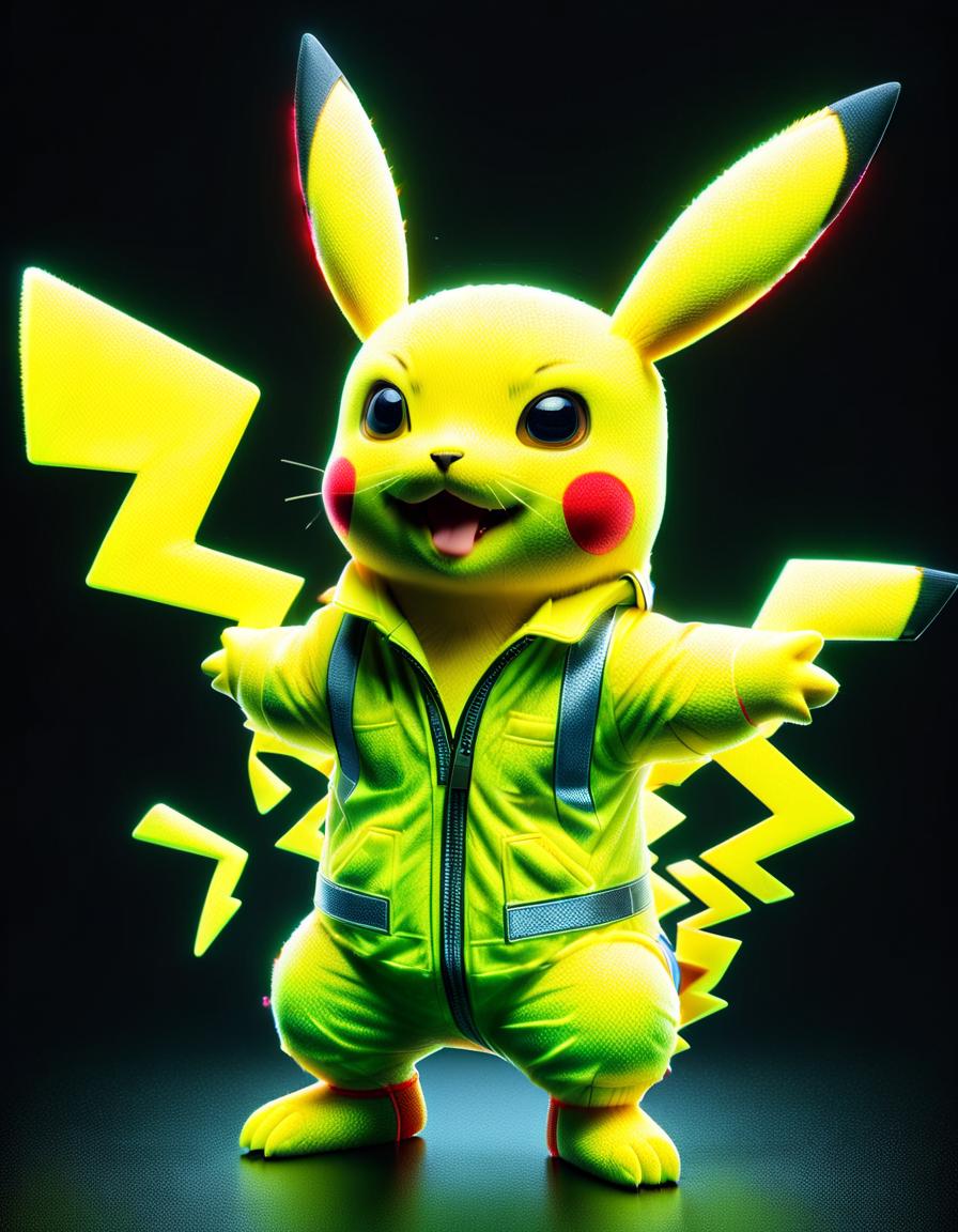 A close up of a pikachu character with a yellow jacket - SeaArt AI