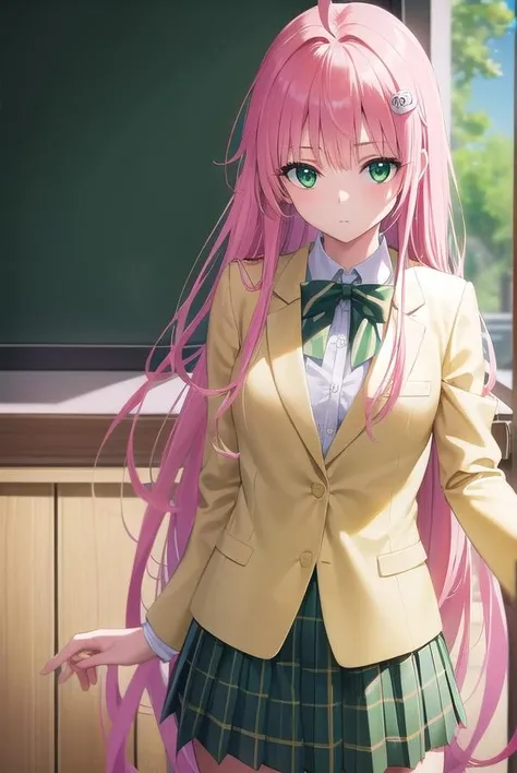 Anime girl in school uniform posing in front of a blackboard（lala ...