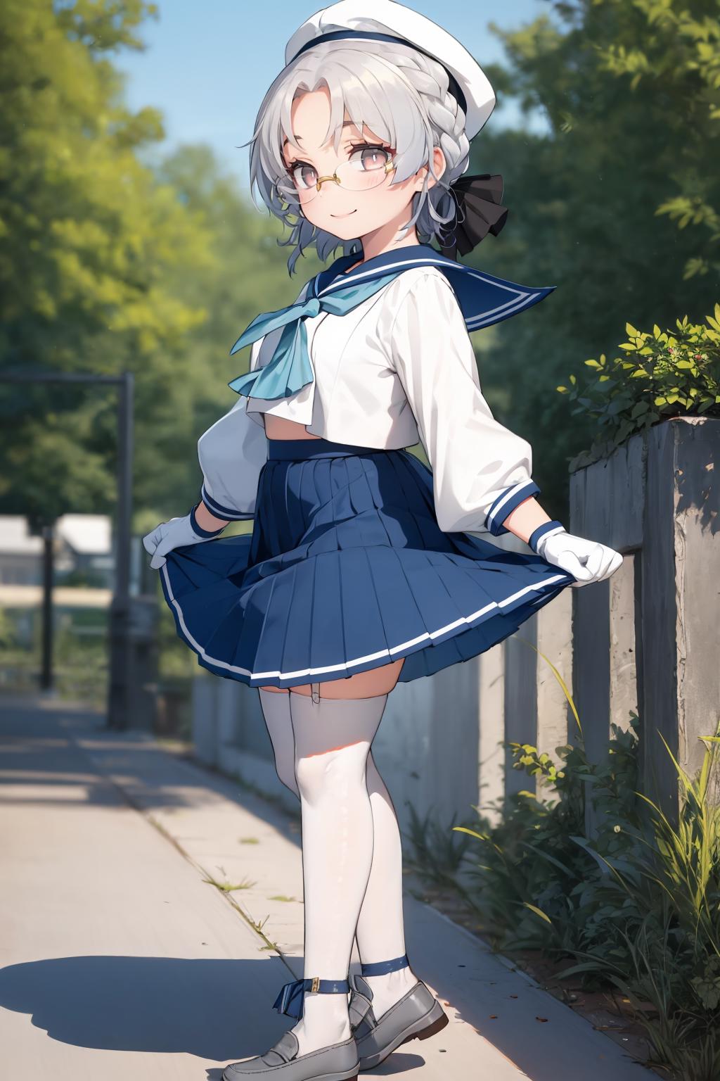 A close up of a person in a uniform and a skirt - SeaArt AI