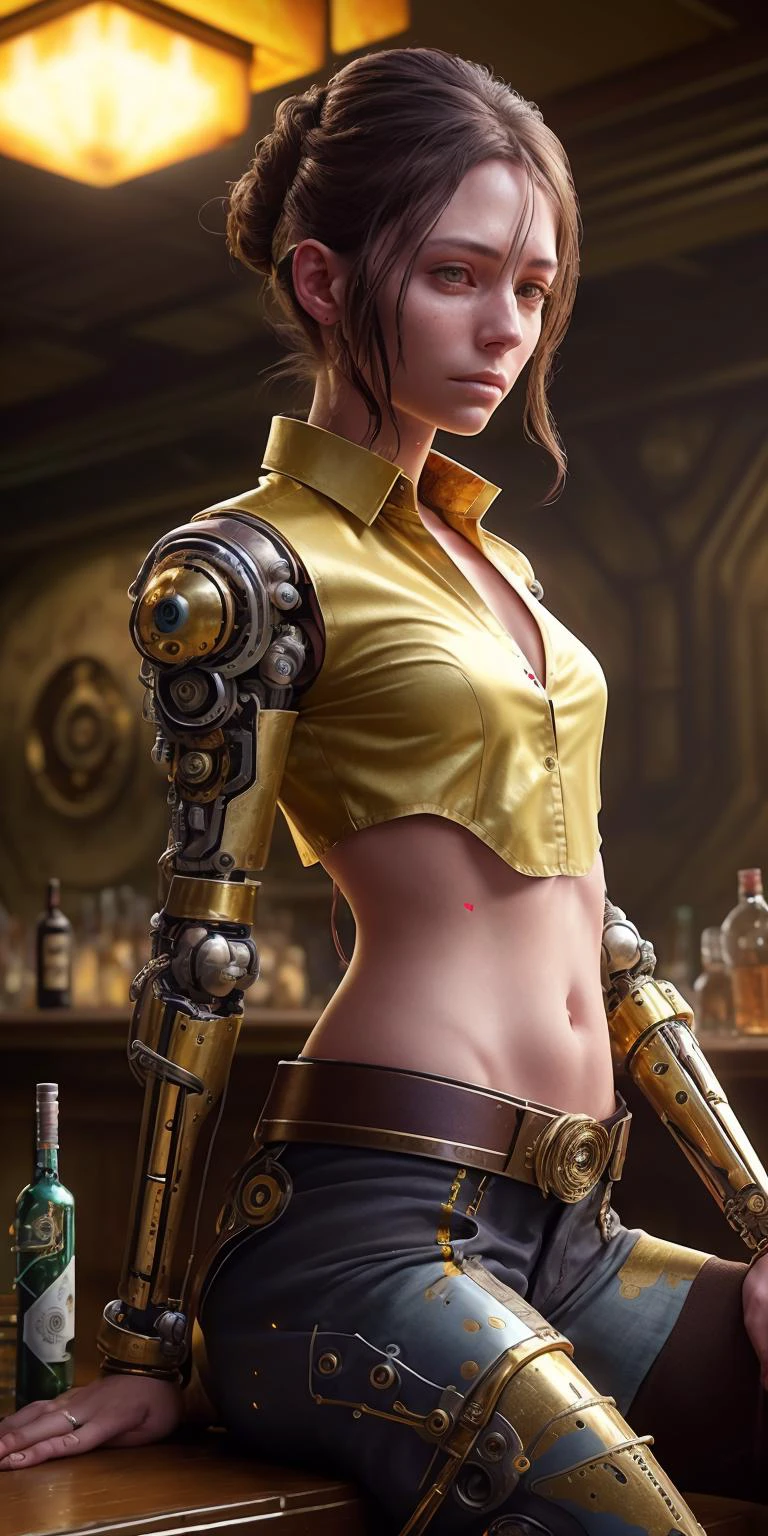 (reelmech:1.2),beautiful (EvelynNobodySD15) western RPG character brunette hair upsweep updo ...