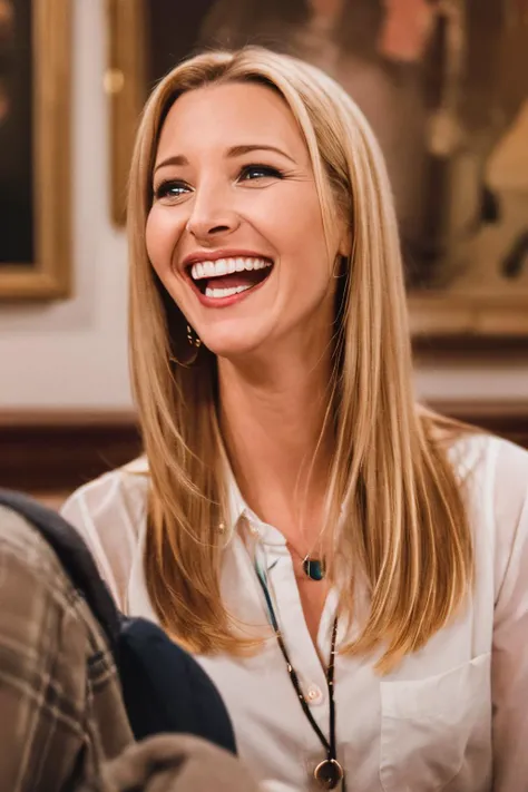 1girl, phoebe, phoebe buffay, smile, looking back - SeaArt AI