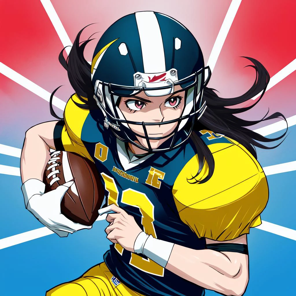 anime magical girl playing American football wearing full football ...