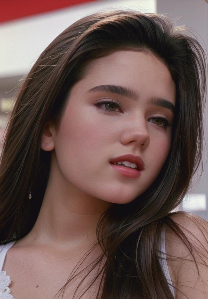 A close up of a woman with long hair and a white top - SeaArt AI