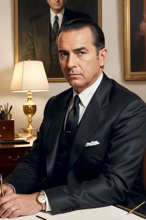 beautiful matte portrait oil painting, mob boss on his 50-year-old ...