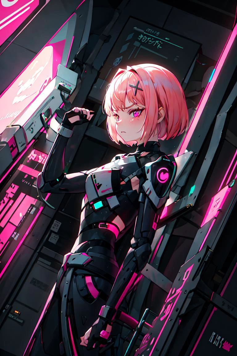 noah_\(nikke\), pink hair, short hair, from above, dutch angle - SeaArt AI