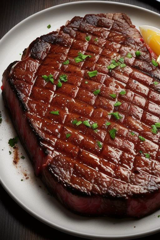 t-bone steak medium rare, garlic butter on top as a culinary dish ...