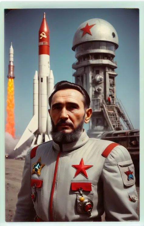 A close up of a man in a military uniform with a rocket in the ...