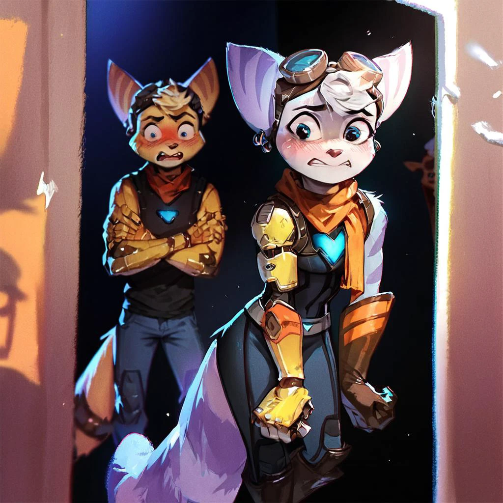 A close up of two cartoon characters standing next to each other ...