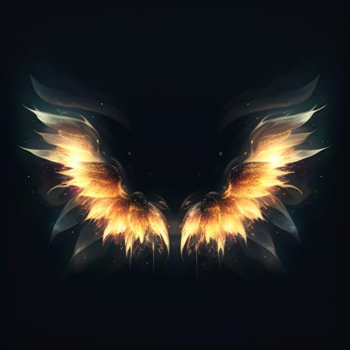 A dark background with a pair of wings on it - SeaArt AI