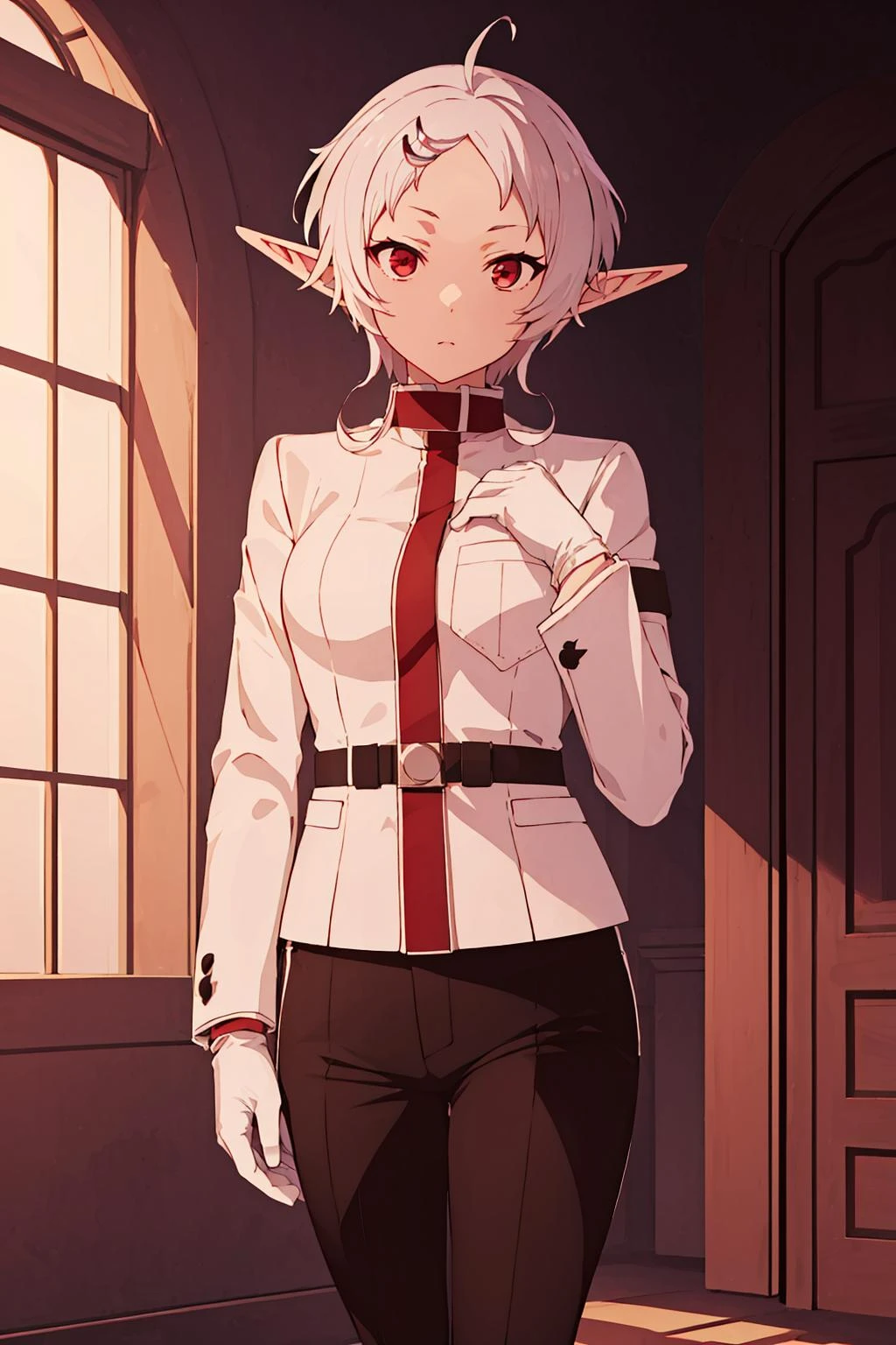 Anime - style image of a woman in a white shirt and red tie - SeaArt AI