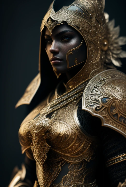 full body wide shot, woman beautiful face warrior wearing heavy iron ...