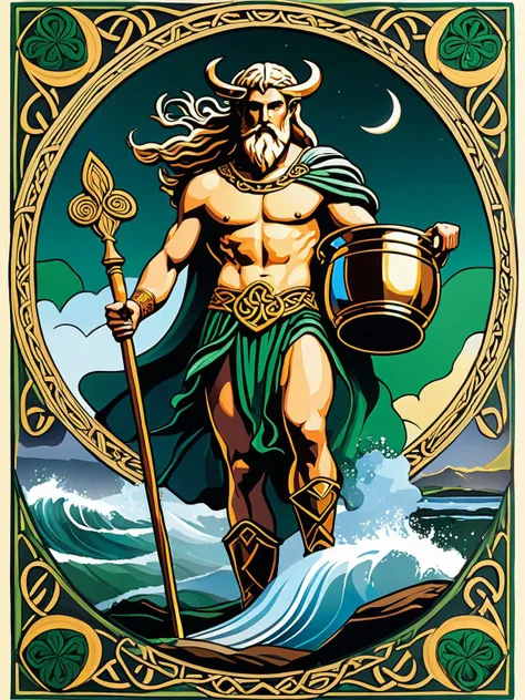 having a symbol of merman holding a trident on his shield - SeaArt Al ...