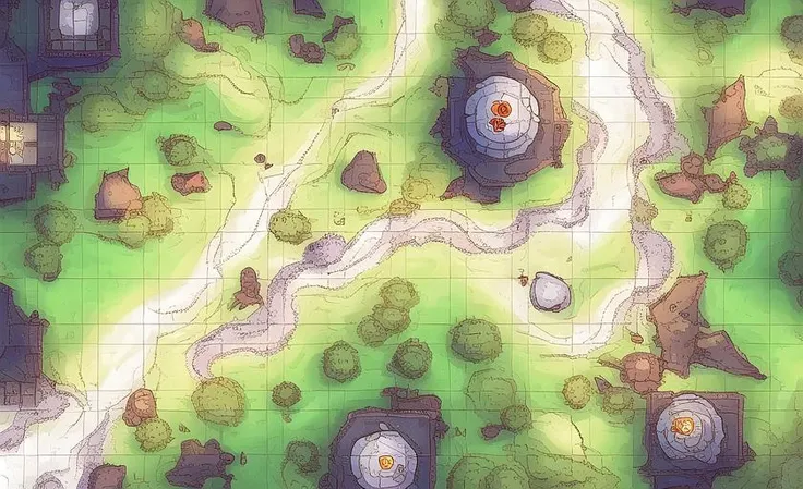 (2d dnd battlemap), lava theme, lava - SeaArt AI