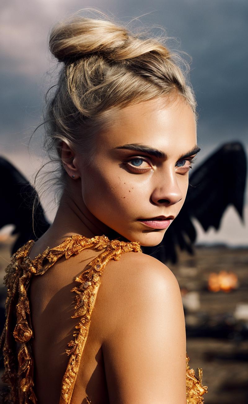 A close up of a woman with a very long blond hair - SeaArt AI