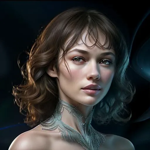 A woman with a necklace on her neck and a necklace around her neck ...