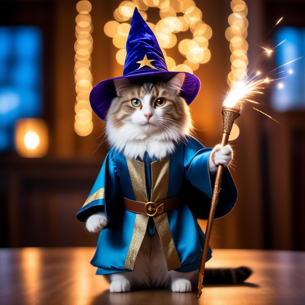 a cat, ((wizard outfit)), epic - SeaArt AI