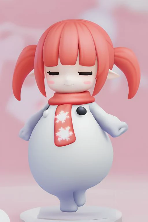 A close up of a small doll with a scarf on - SeaArt AI