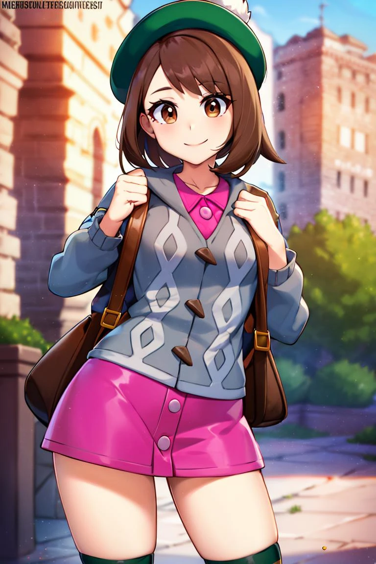 ((masterpiece,best quality)), absurdres, gloria \(pokemon\), brown hair ...