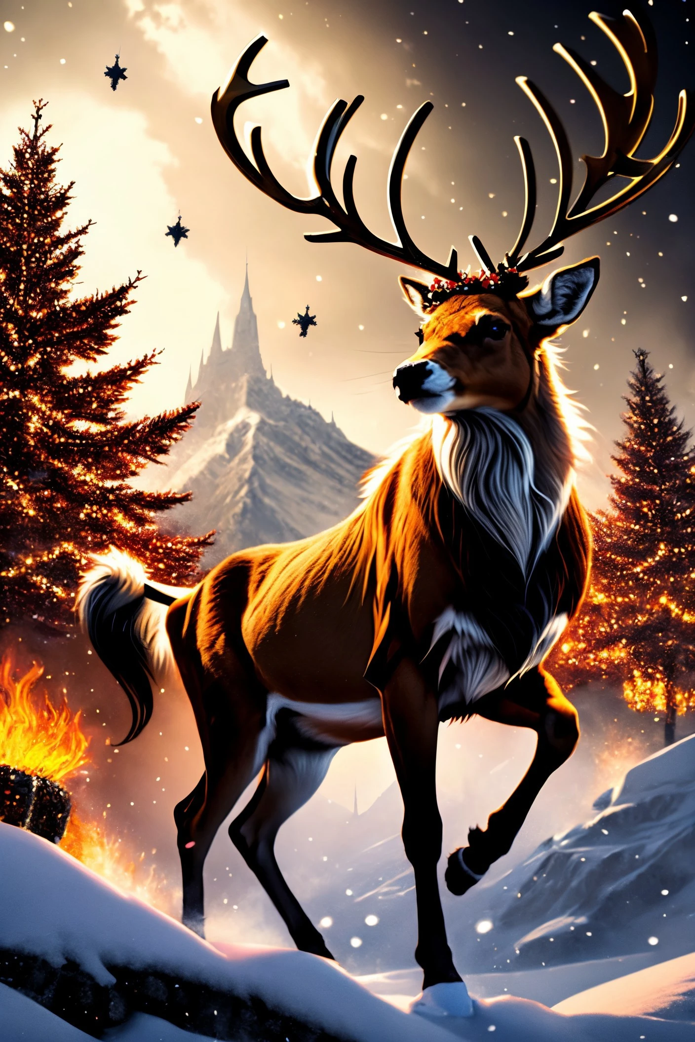 raging reindeer style, Make this a captivating, conceive a detailed ...