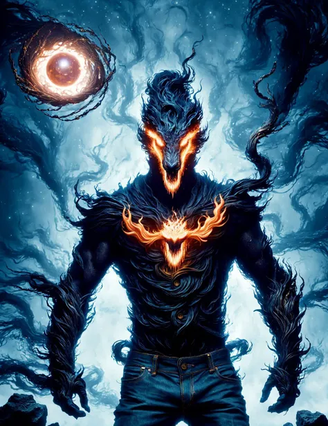 translucent glowing portrait of a demon shadow fire bear beast - SeaArt ...