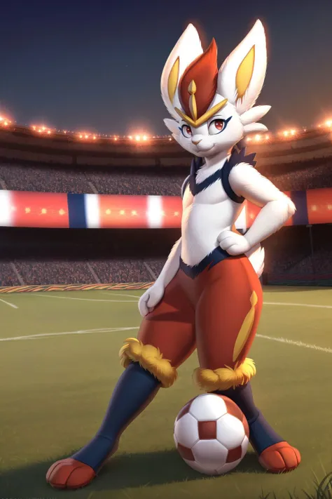 cinderace, red eyes, (posing:1.3), (soft shading), 4k - SeaArt AI