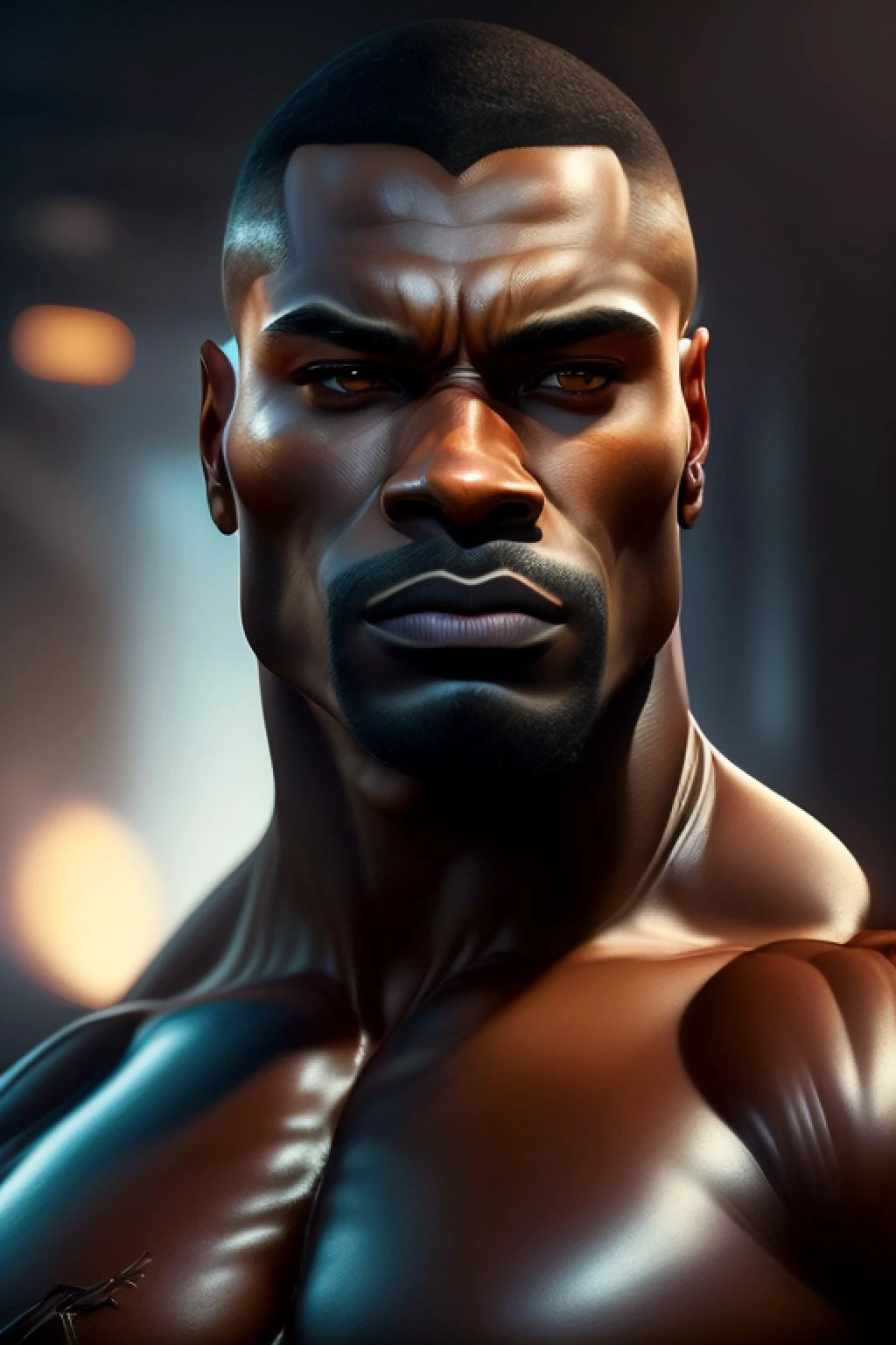 portrait of a dark man, muscle, intricate, waist up, highly detailed ...