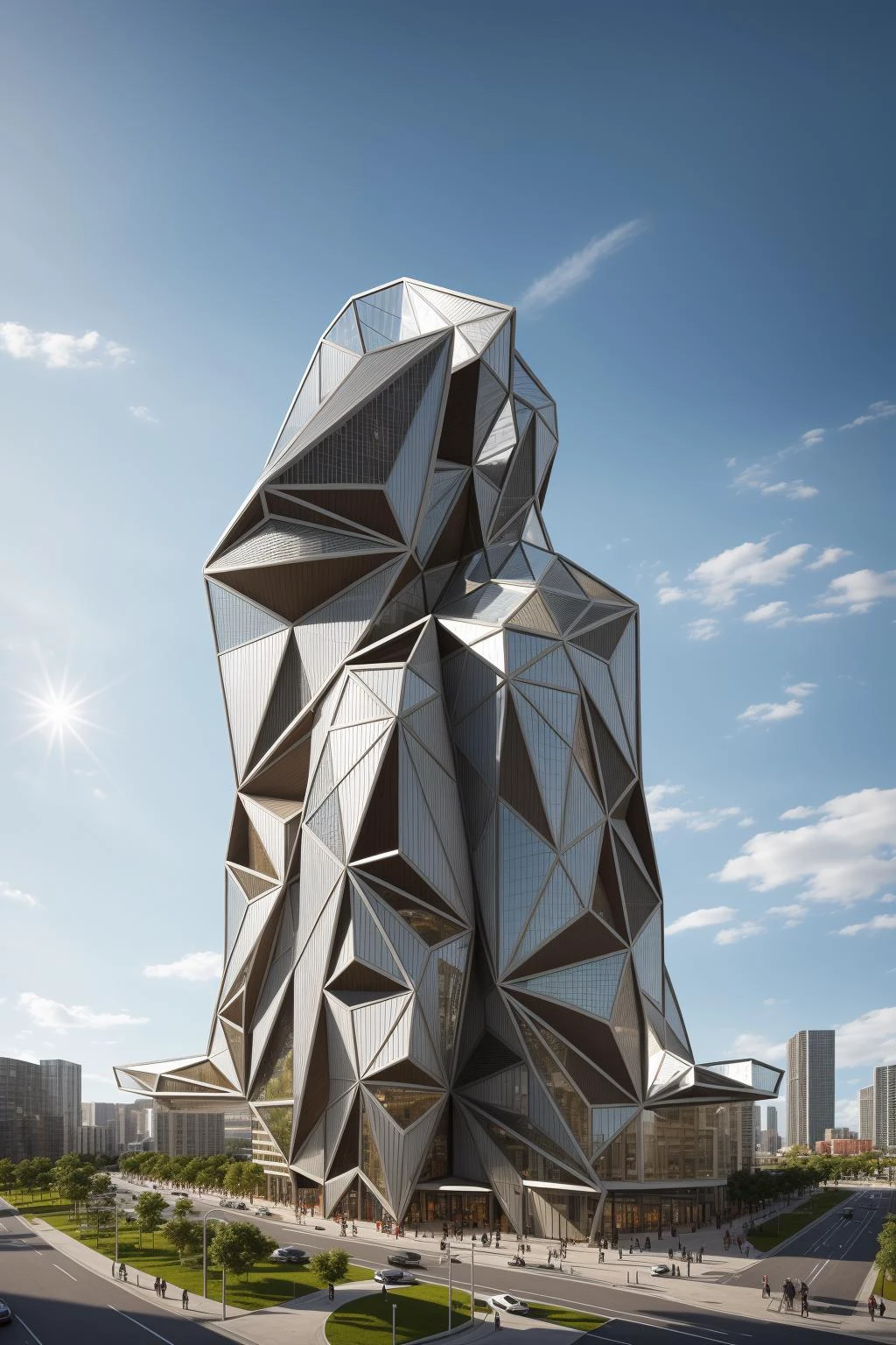 A large building with a triangular structure on top of it - SeaArt AI