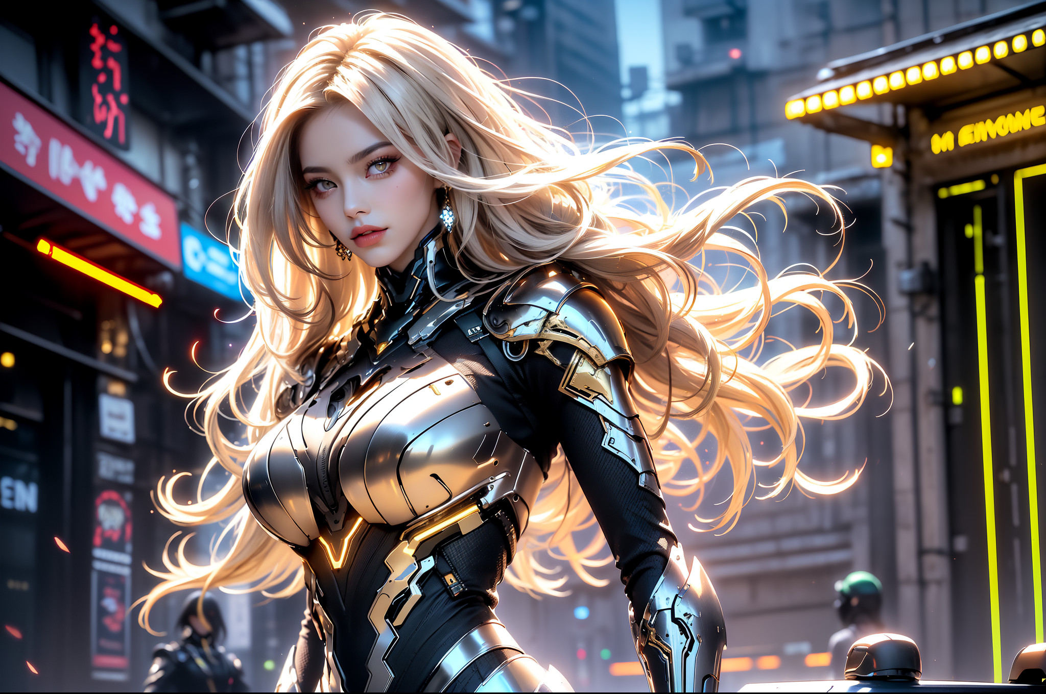 cybernetic armor girl created with SeaArt AI