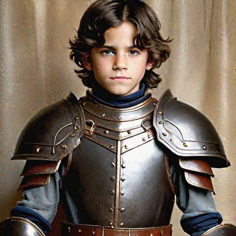 A kid with armor created with SeaArt AI